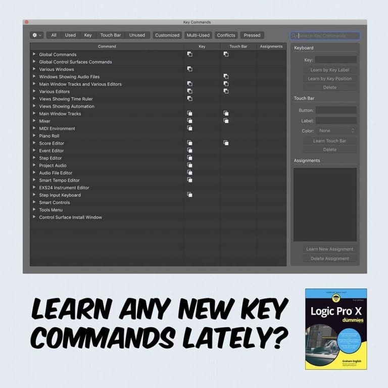Navigate Logic Pro With Key Commands - Logic Pro X For Dummies